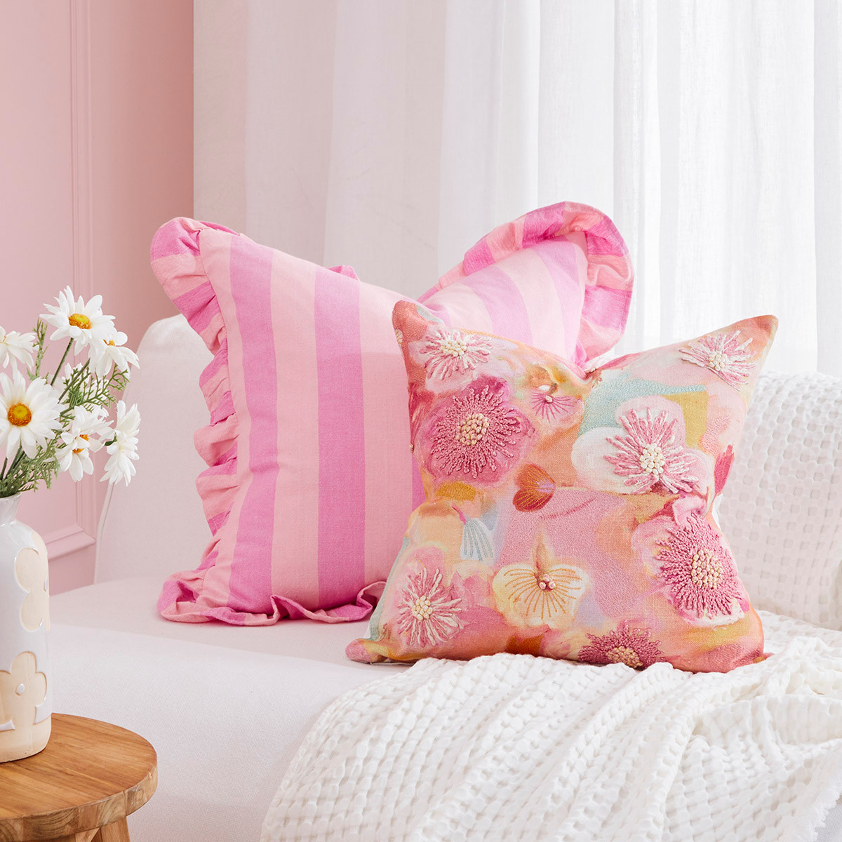 Poppy Embroidered Cushion - Pillow Talk