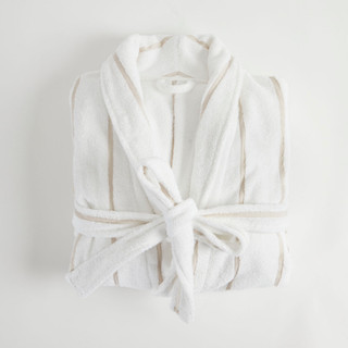 Lucy Terry Towelling White Natural Bath Robe - Pillow Talk