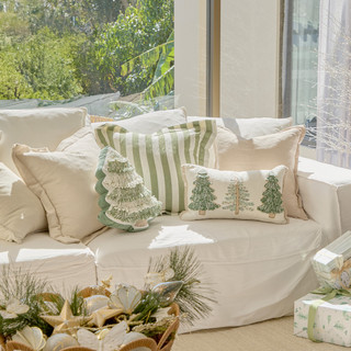 Holiday Pine Embroidered Christmas Tree Cushion - Pillow Talk