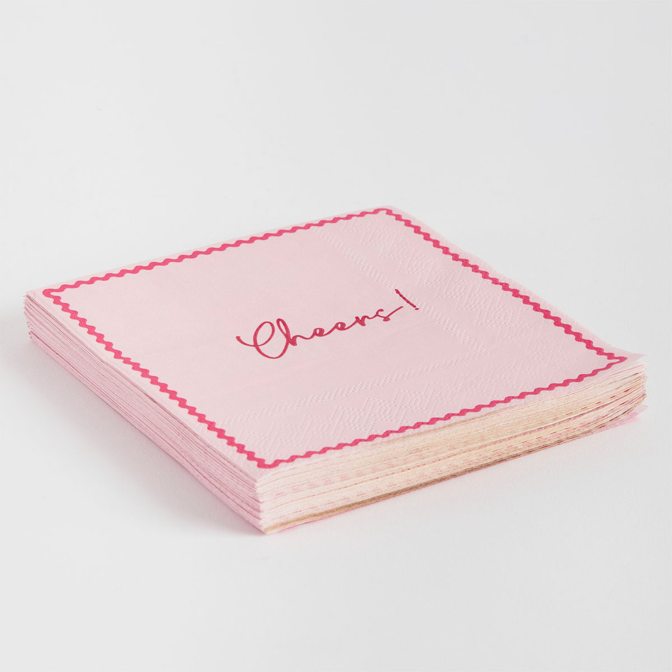 Pink Cheers Cocktail Paper Napkin 20 Pack - Pillow Talk
