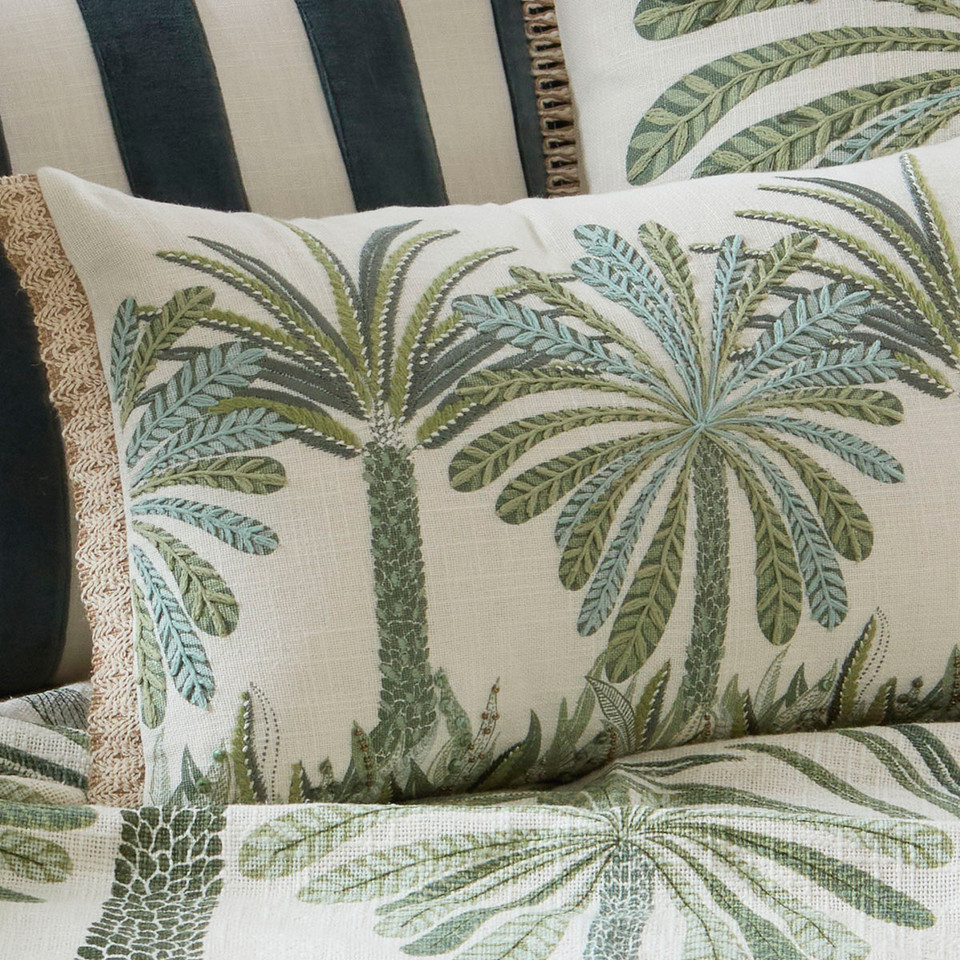 Siwa Palm Oblong Embroidered Cushion - Pillow Talk