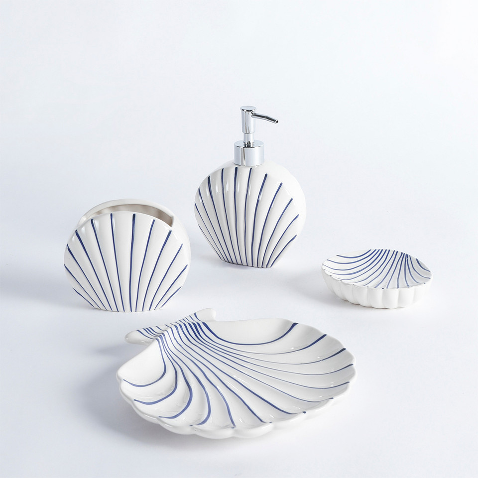 Shell Stripe Bathroom Accessories - Pillow Talk