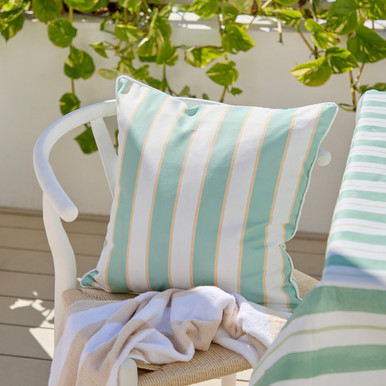 Vista Stripe Reversible Outdoor Cushion - Pillow Talk
