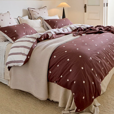 Louella Chocolate Polka Dot Quilt Cover Set - Pillow Talk