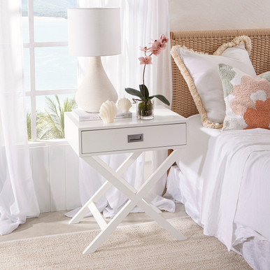 Braxton White Bedside Table Pillow Talk