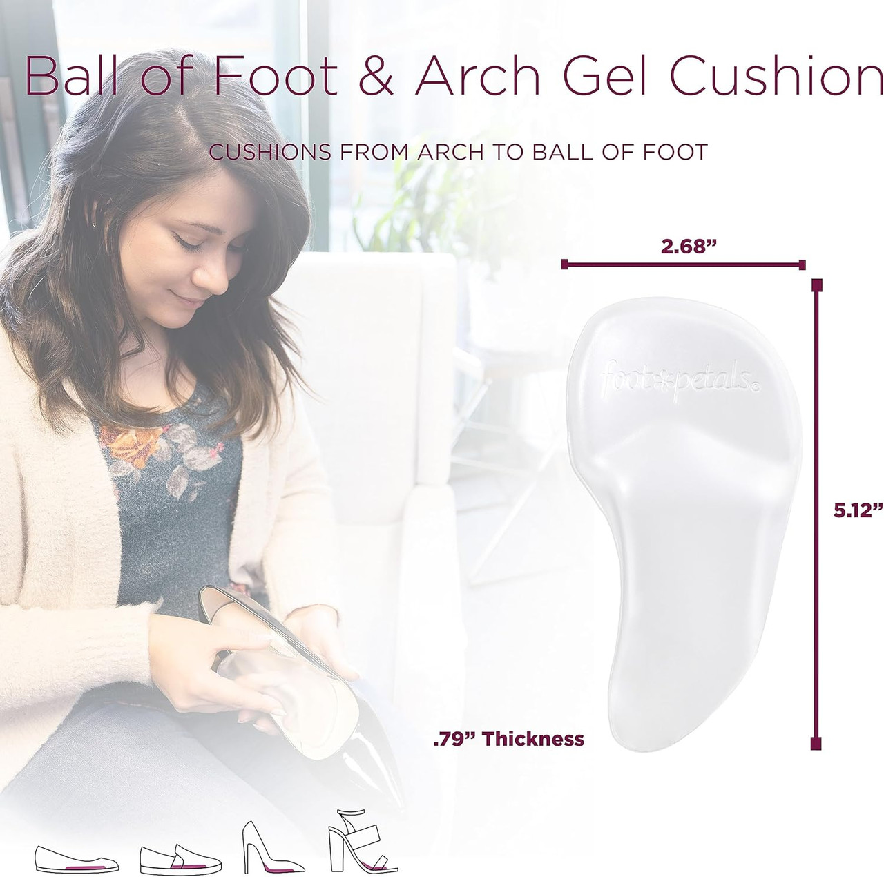 Ball of Foot and Arch Gel Cushions by Foot Petals | Cushioned Shoe Pads ...