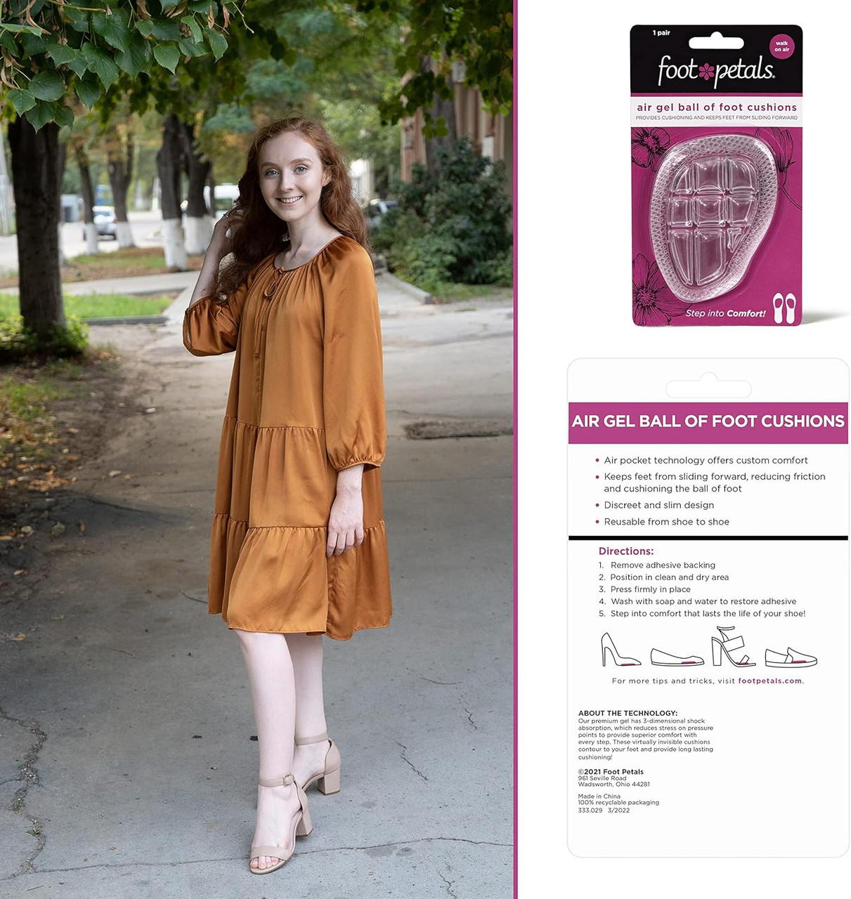 Air Gel Ball of Foot Cushions - Great for Heels and Flats - by Foot ...