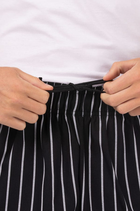 Designer Baggy Chef Pants – Classic Fit | Black Chalk Stripe Tapered ...