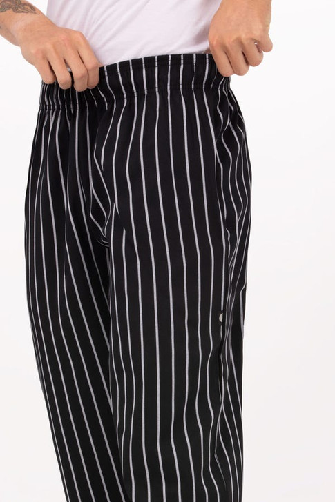 Designer Baggy Chef Pants – Classic Fit | Black Chalk Stripe Tapered ...