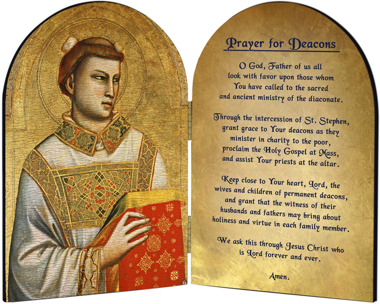 St. Stephen Patron of Deacons Arched Diptych - Nelson Gifts Wholesale