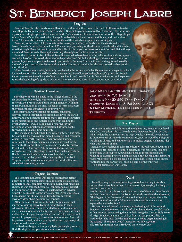 St. Benedict Joseph Labre Explained Poster - Nelson Gifts Wholesale