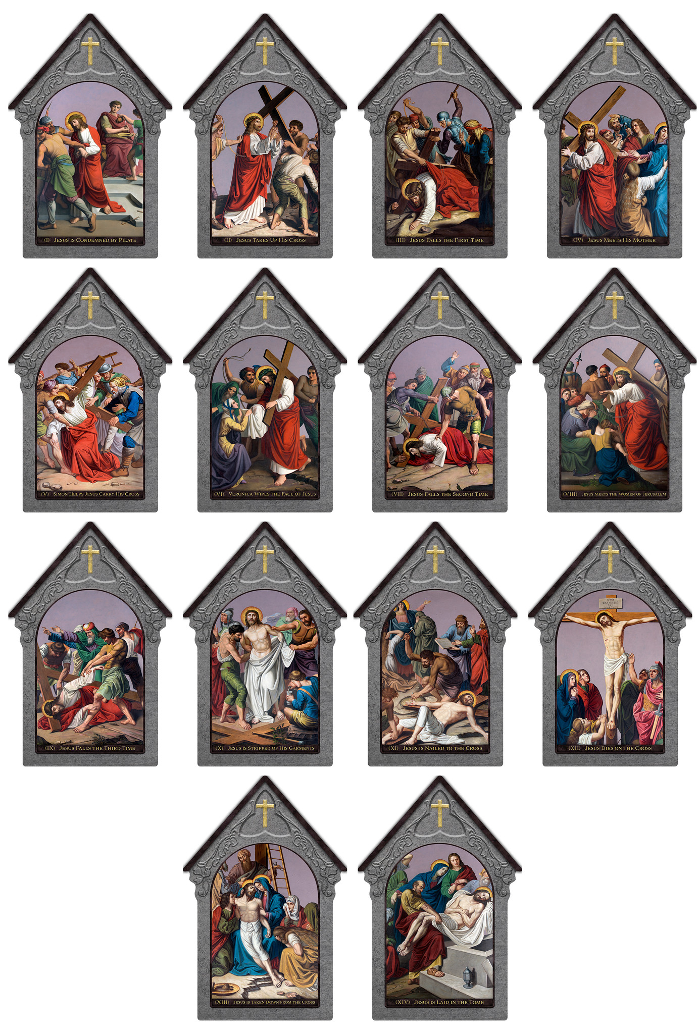 St. Peter's Indoor Outdoor Stations of the Cross Aluminum Shrine Prints (Set of 14) - Nelson ...
