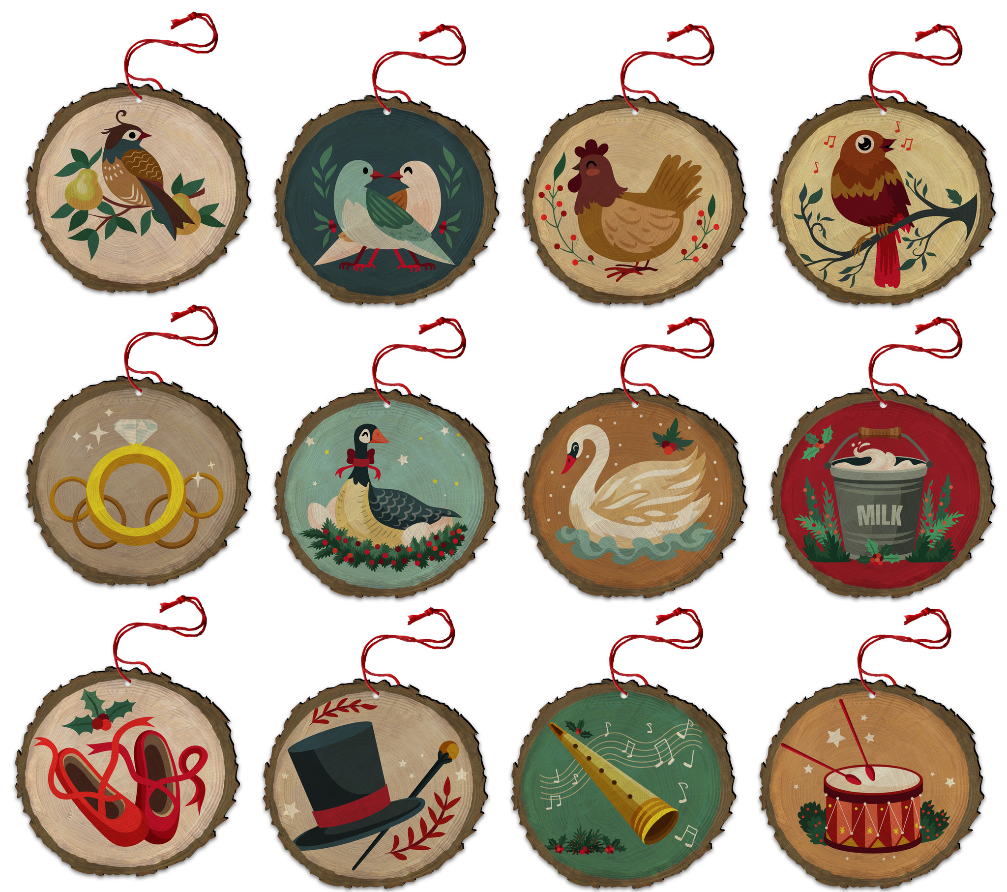 The Twelve Days of Christmas Ornaments - Set of 12 - Nelson Gifts Wholesale
