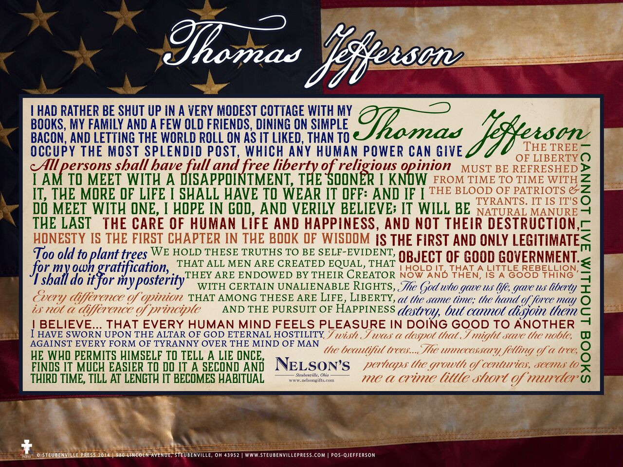 Thomas Jefferson Quote Poster - Nelson Gifts Wholesale