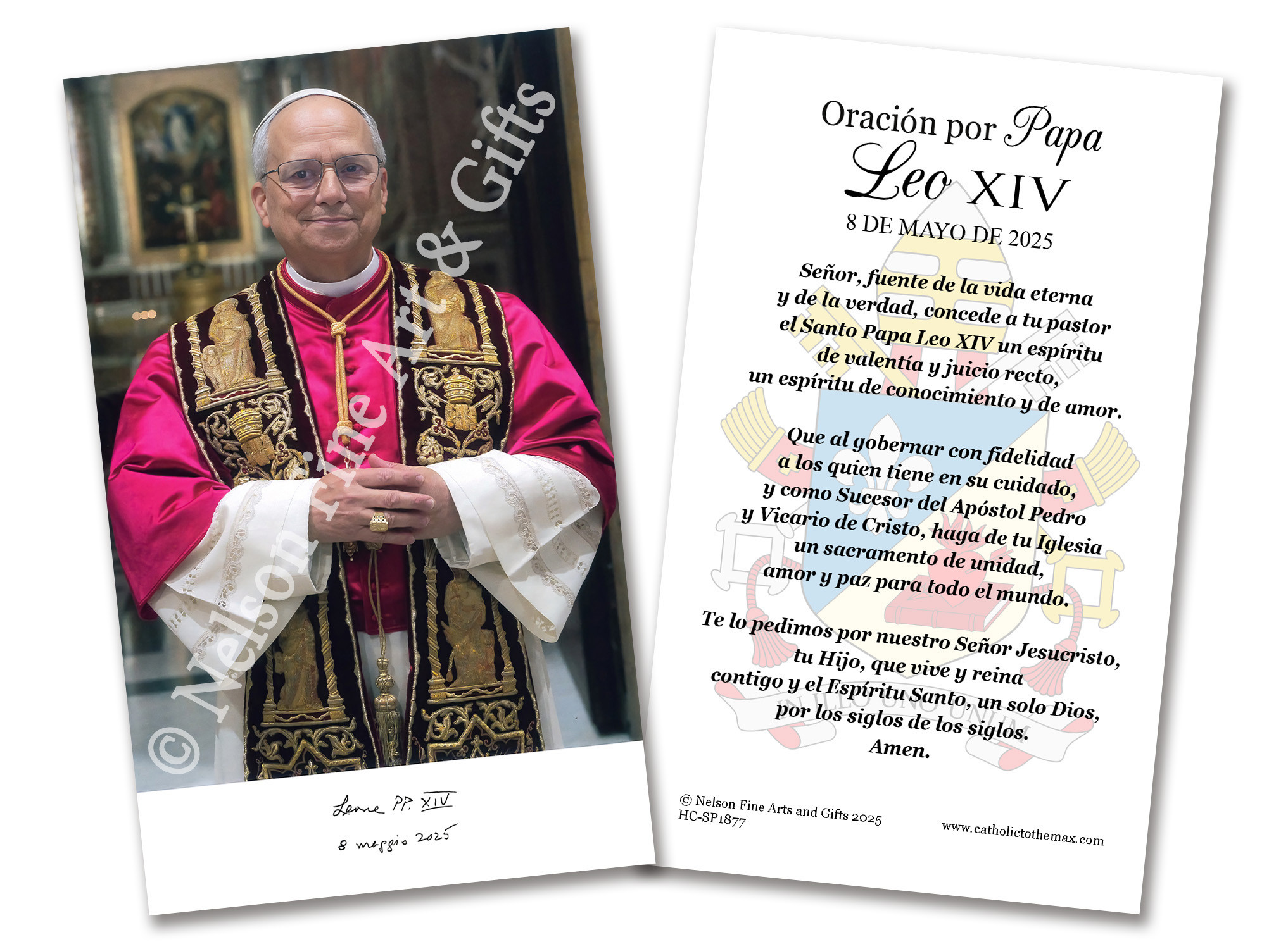Spanish Pope Leo XIV Official Portrait Holy Cards - Nelson Gifts Wholesale