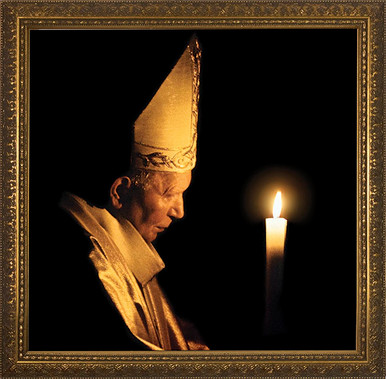Pope John Paul II with Paschal Candle Framed Art - Nelson Gifts Wholesale