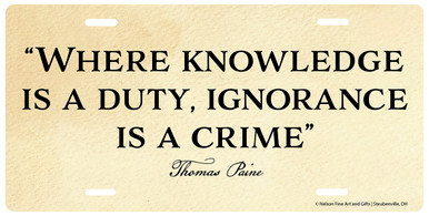 "Where Knowledge is a Duty" License Plate - Nelson Gifts Wholesale