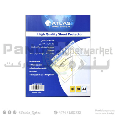 Atlas Clear Transparent Paper protect Sheet 50m A4 Bx=100 - Panda.qa