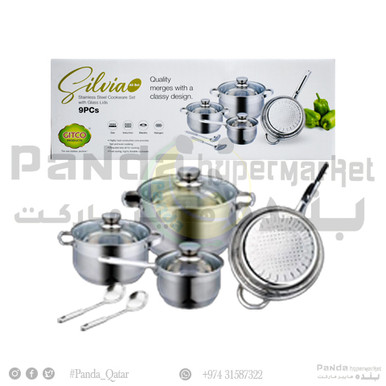 Gitco Silvia Cookware 9Pcs Set - Panda.qa