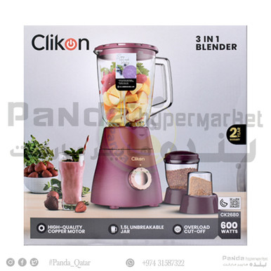 Clickon 3 in1 Blender With Jar CK2680 - Panda.qa