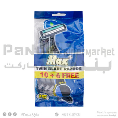 MAX Disposible Razor Blue Men Twin Blade 10+6 - Panda.qa