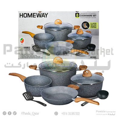 Homeway Granite Cookware Set 8Pcs - Panda.qa