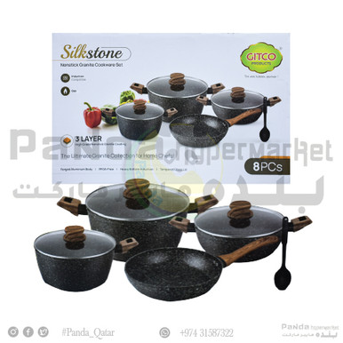 Gitco Granite Cookware Set 8Pc - Panda.qa