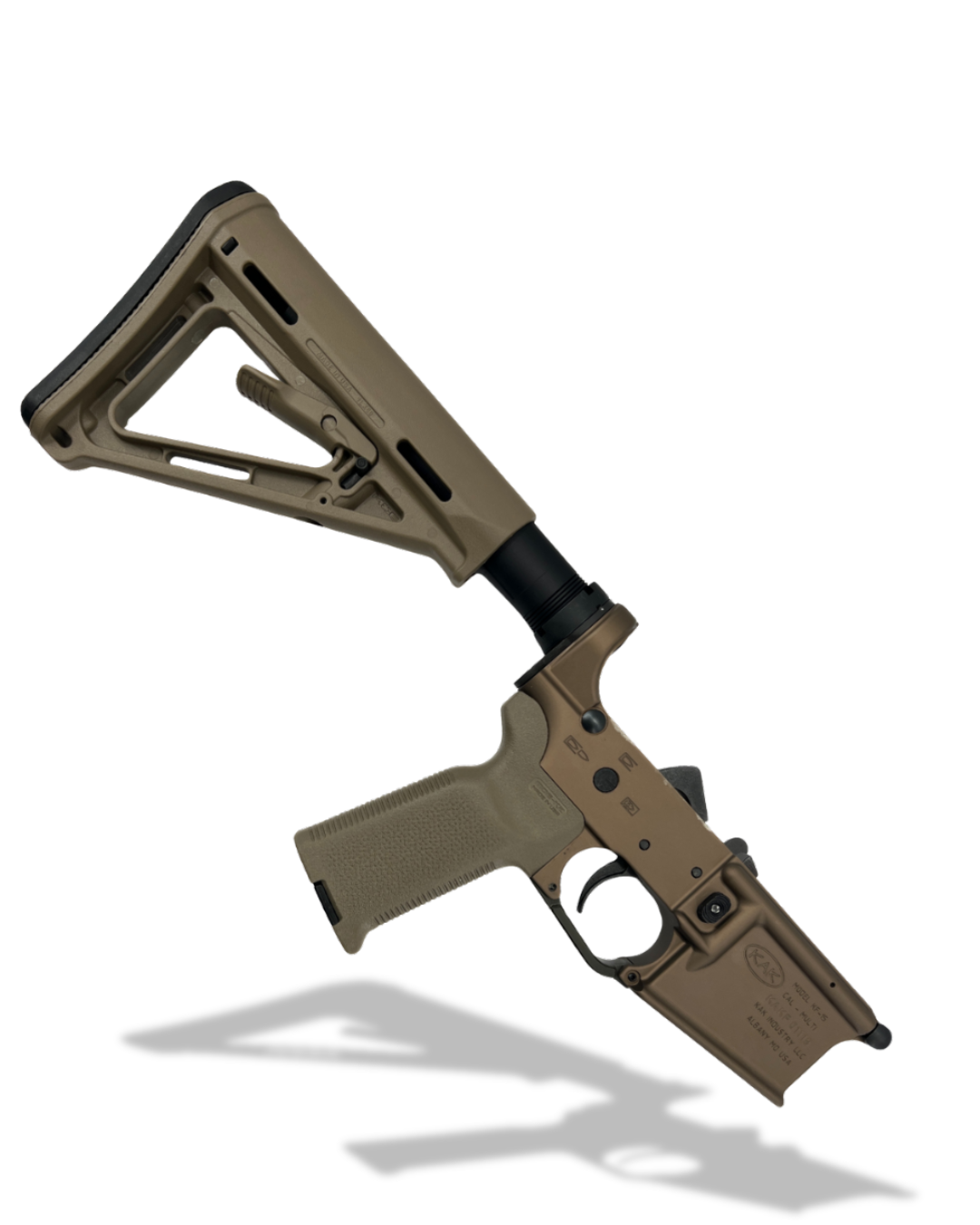 Complete AR15 Lower Receiver, FDE Anodize, FDE Furniture - KAK INDUSTRY