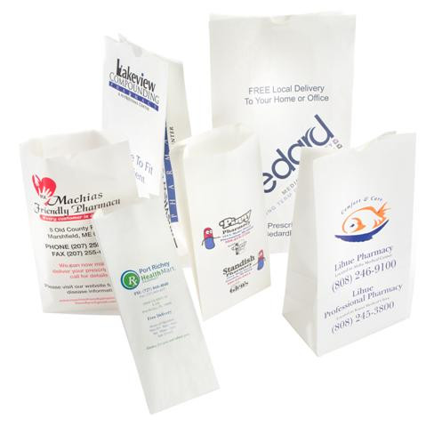 Custom Printed Glossy Paper Pharmacy Bags - Pharmacy Automation Supplies
