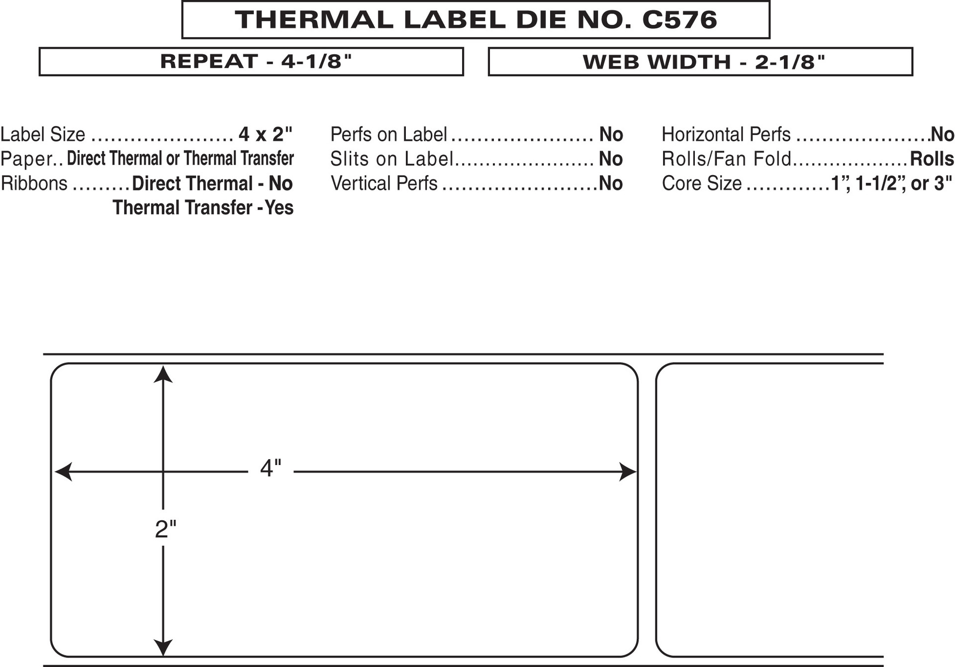 Custom 2.125" x 4.125" Direct Thermal ScriptPro Label | C576