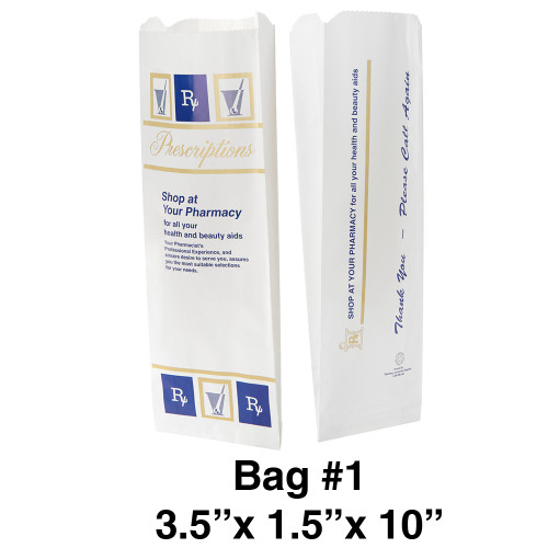 Stock Paper Blue & Gold Rx Bags - PAS Packaging