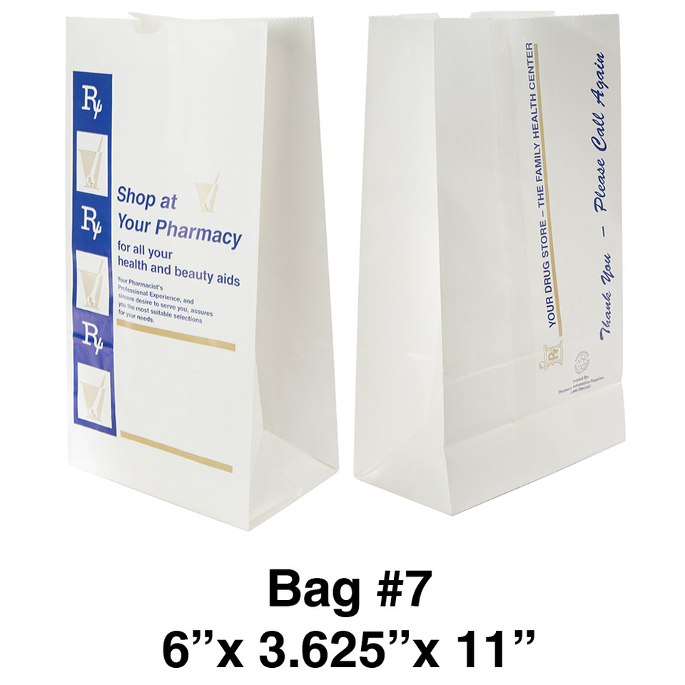 Stock Paper Blue & Gold Rx Bags - PAS Packaging