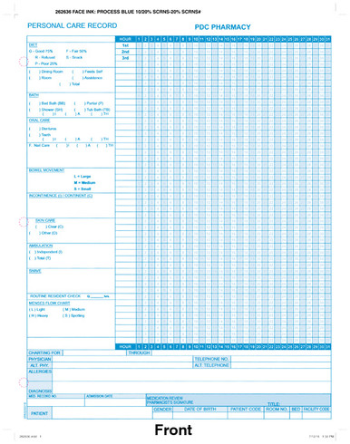 Custom 8.5" x 11" Personal Care Record (PCR) Form - Pharmacy Automation ...