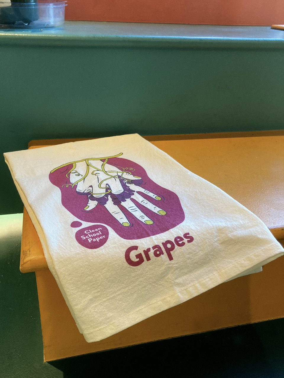 ASL Grapes Signs Tea Towel | Clean New School Paper