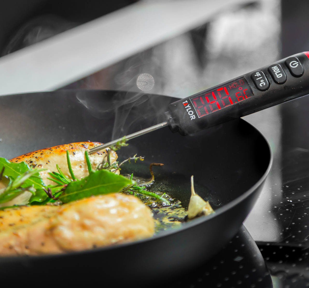 Taylor Pro Digital Food Thermometer Probe with Bright LED Display ...