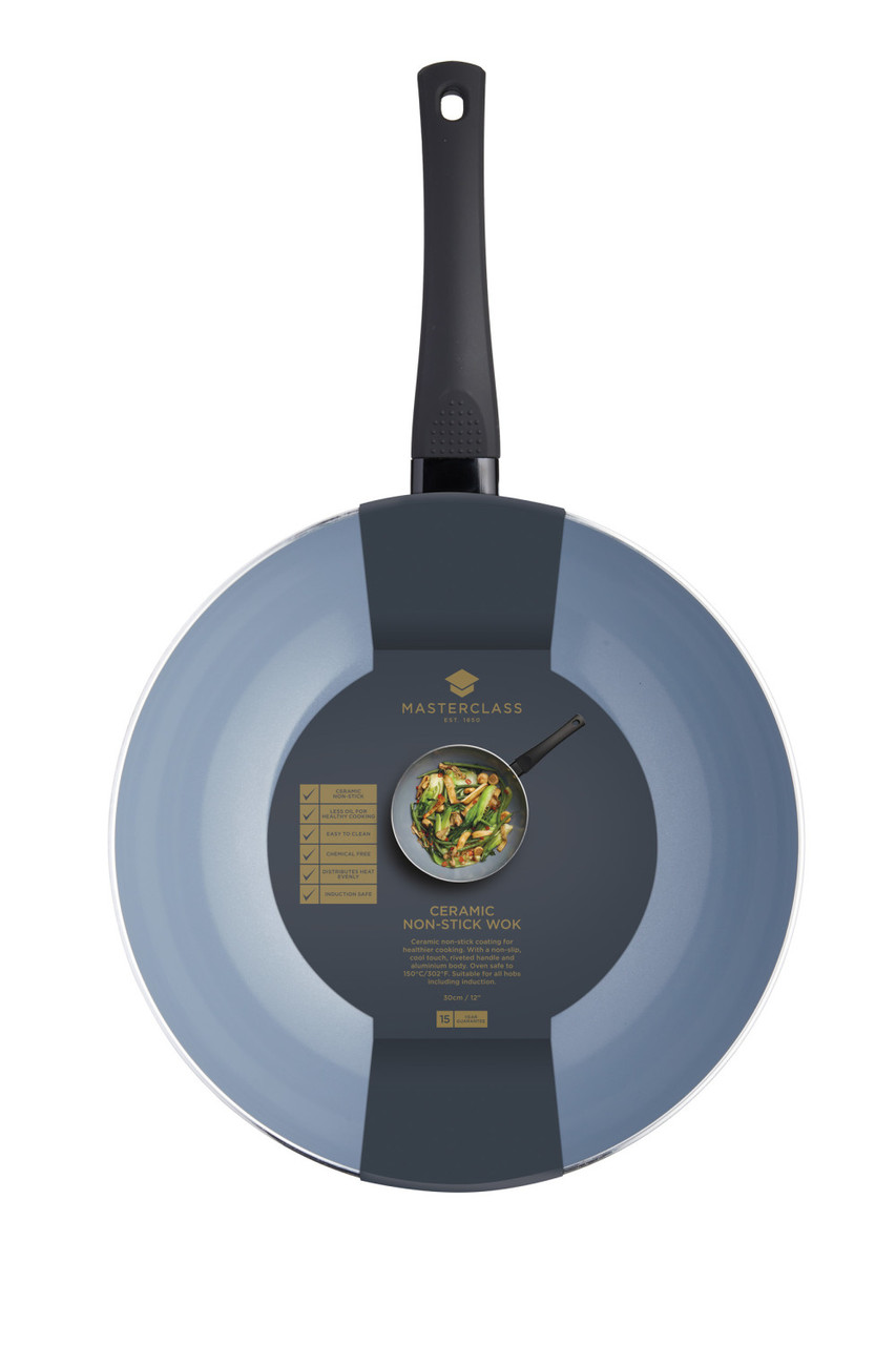 Masterclass Ceramic Non Stick Induction Ready Wok 30cm Lifetime