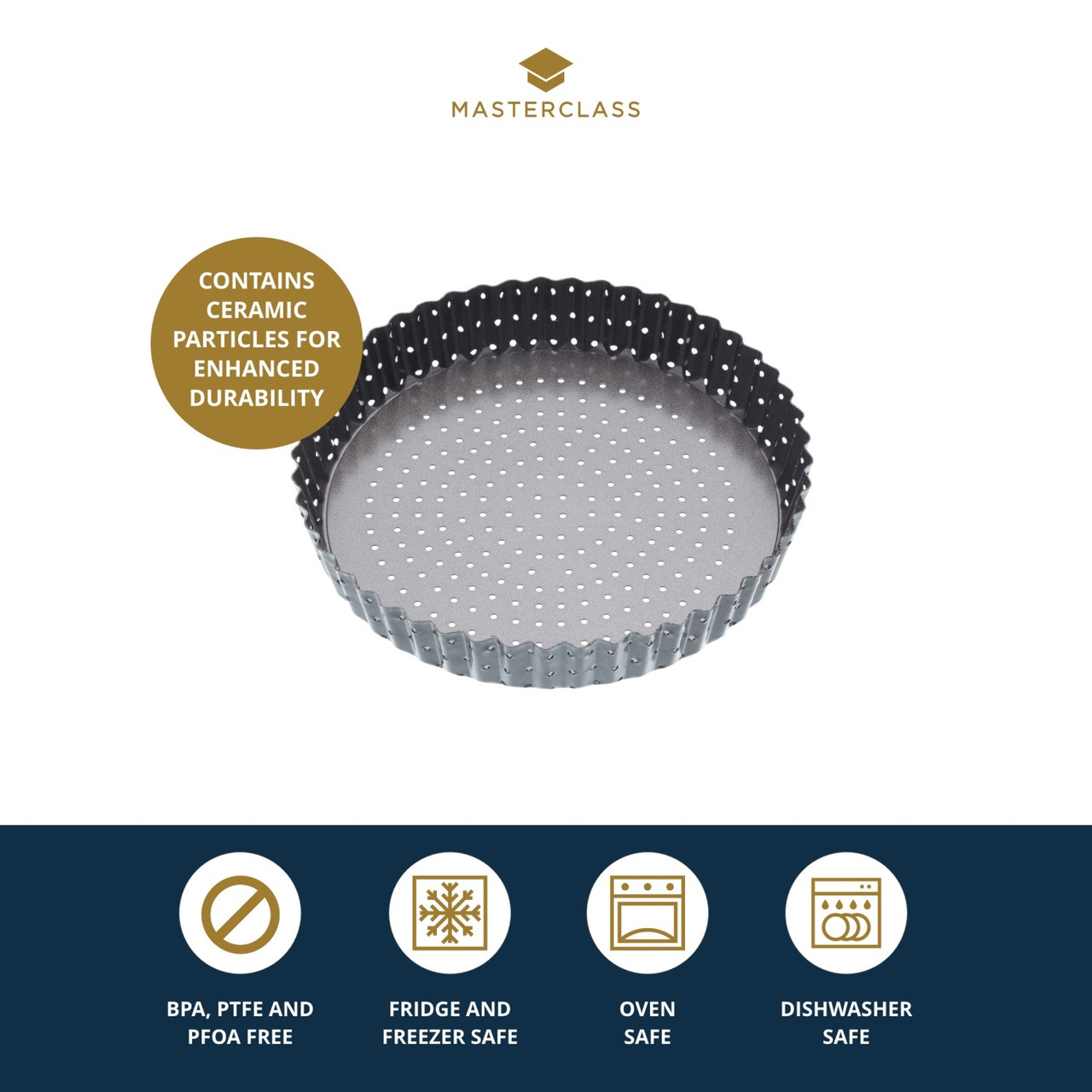 MasterClass Crusty Bake Non-Stick Fluted Round Quiche Tin, 25cm ...