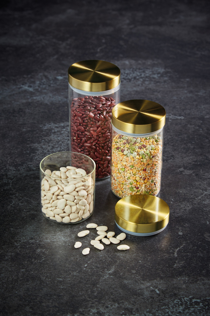 MasterClass Airtight Large Glass Food Storage Jar with Brass Lid ...