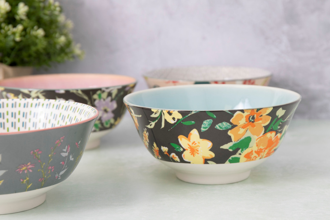 KitchenCraft Bowls, Set of 4, 'Floral' Design - Lifetime Brands Europe
