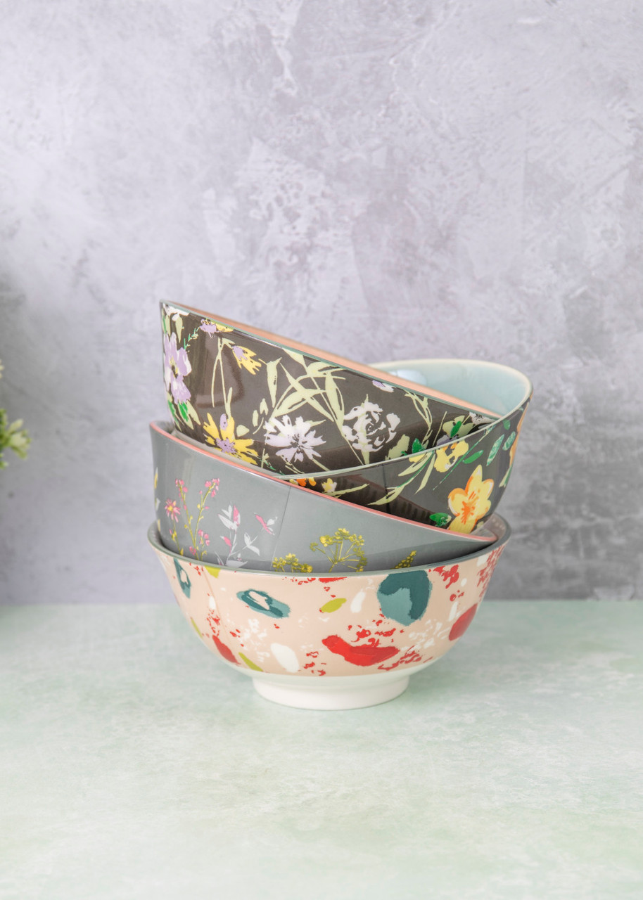 KitchenCraft Bowls, Set of 4, 'Floral' Design - Lifetime Brands Europe