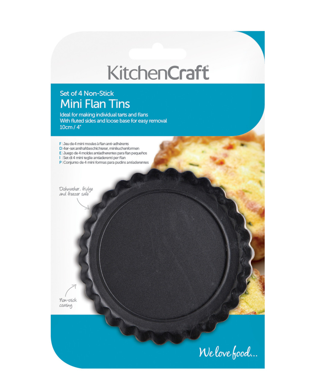 Kitchencraft Non Stick Mini Fluted Flan Tins Set Of 4 Lifetime