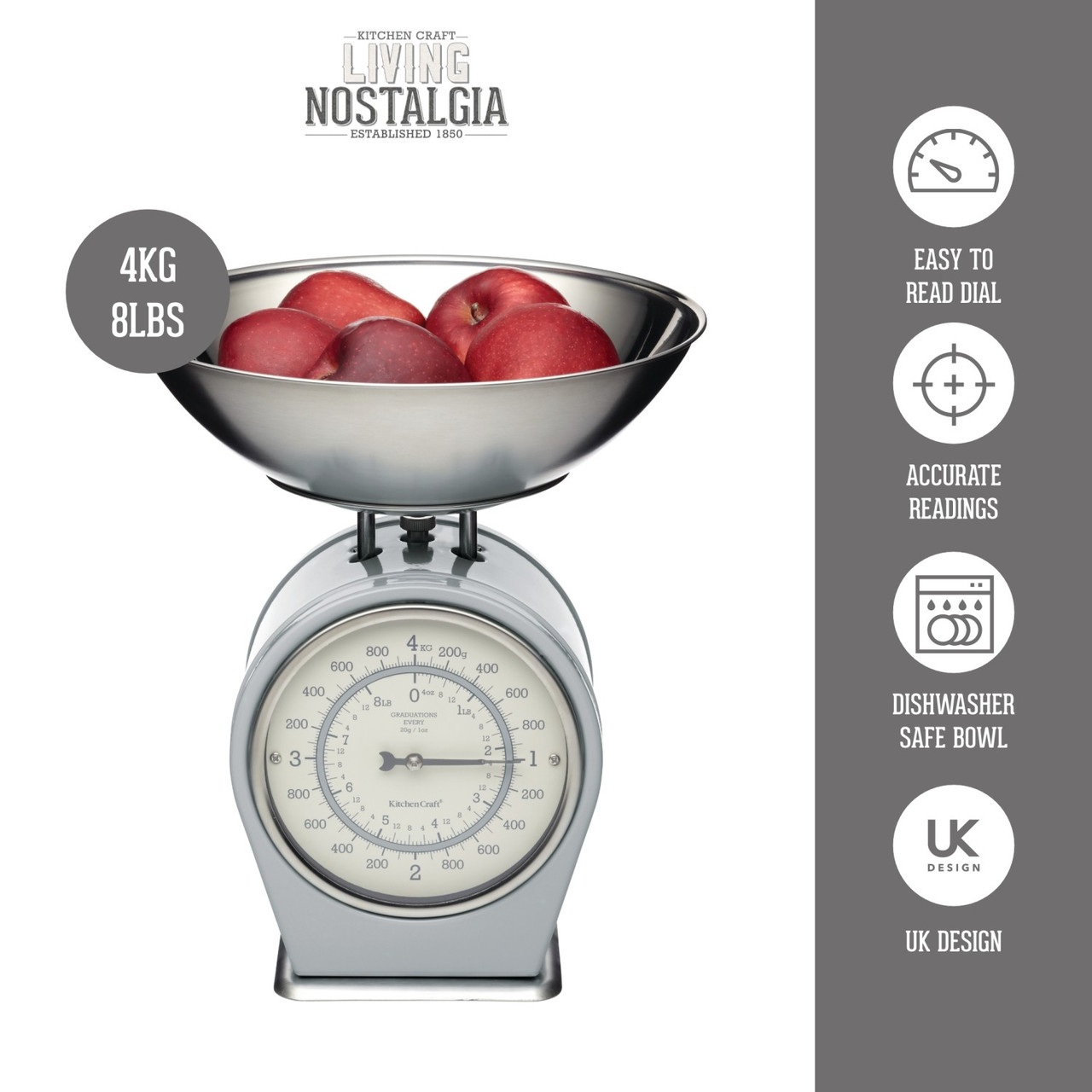 Living Nostalgia French Grey Mechanical Scales - Lifetime Brands Europe
