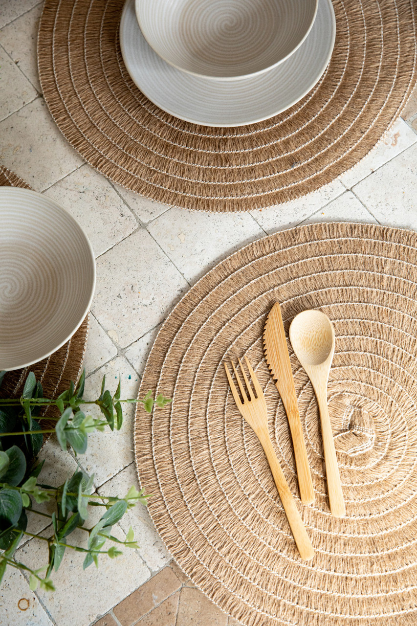 Creative Tops Set of 4 Jute Placemats, Natural Hessian Round Table Mats ...