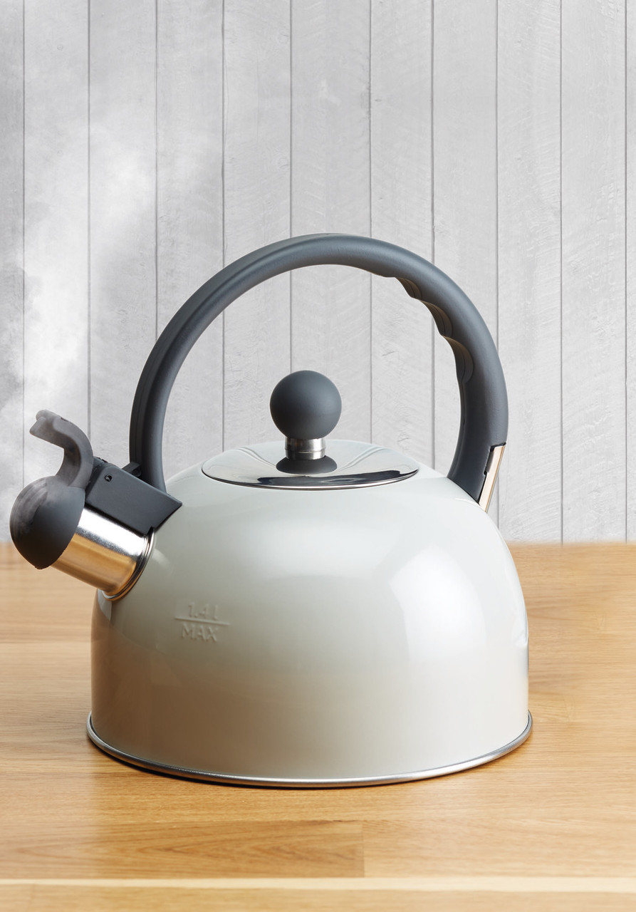 Living Nostalgia French Grey Traditional 1.4 Litre Whistling Kettle ...