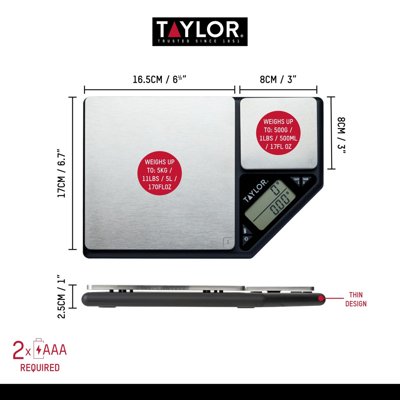 Taylor Pro Dual Platform Digital Dual 5Kg & 500g Kitchen Scale ...