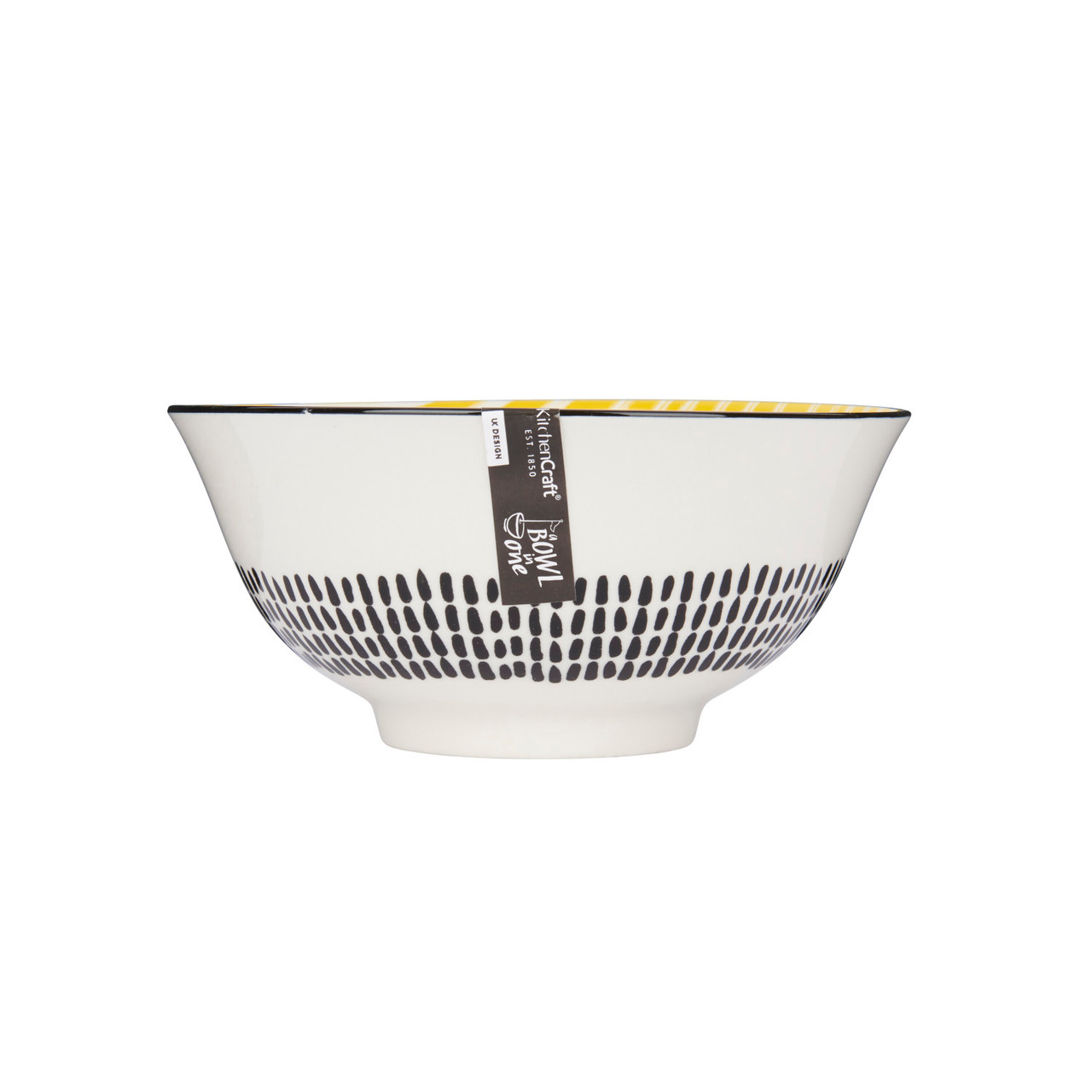 KitchenCraft Moroccan Style Yellow Stripe Ceramic Bowl, 16cm - Lifetime ...