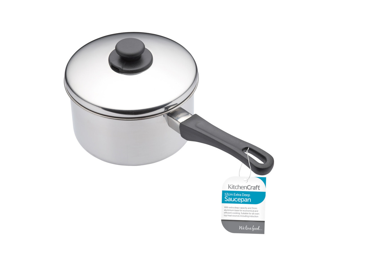 KitchenCraft Stainless Steel Extra Deep Saucepan, 12cm - Lifetime ...