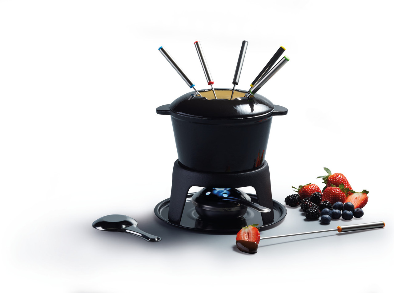 MasterClass Cast Iron Enamelled Black Fondue Set - Lifetime Brands Europe