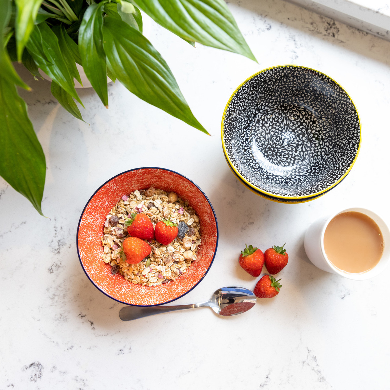 KitchenCraft Bowls, Set of 4, 'Red and Black' Design - Lifetime Brands ...