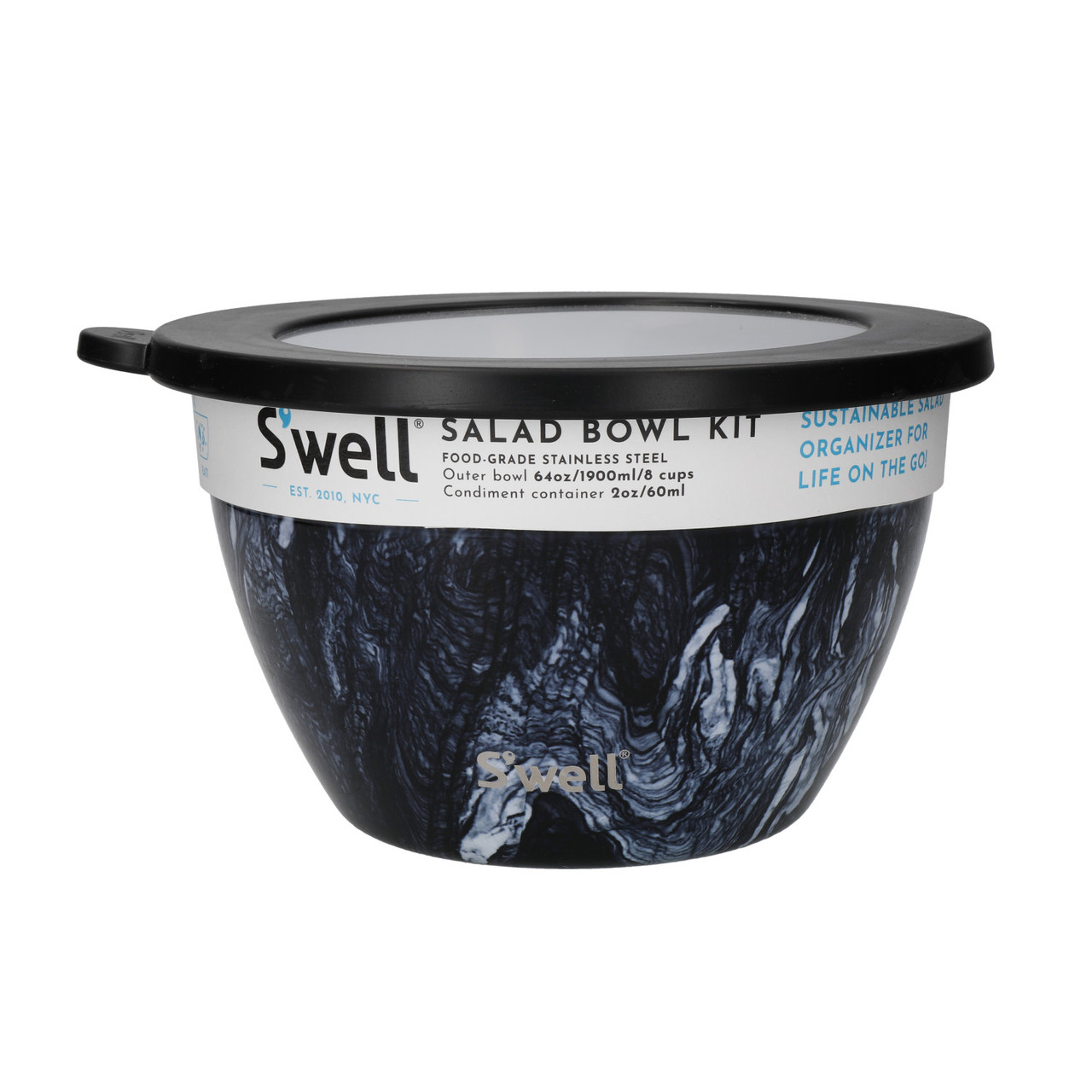 S'well Azurite Marble Salad Bowl Kit, 1.9L - Lifetime Brands Europe